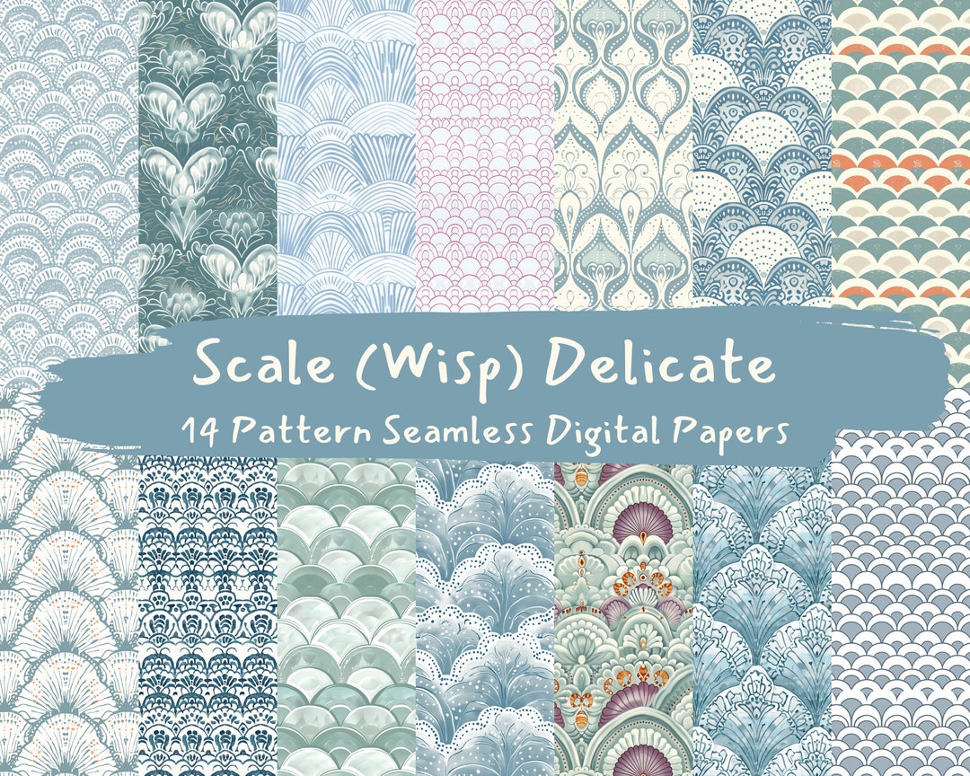 Scale (wisp) Delicate Pattern Seamless Digital Papers - Printable ...