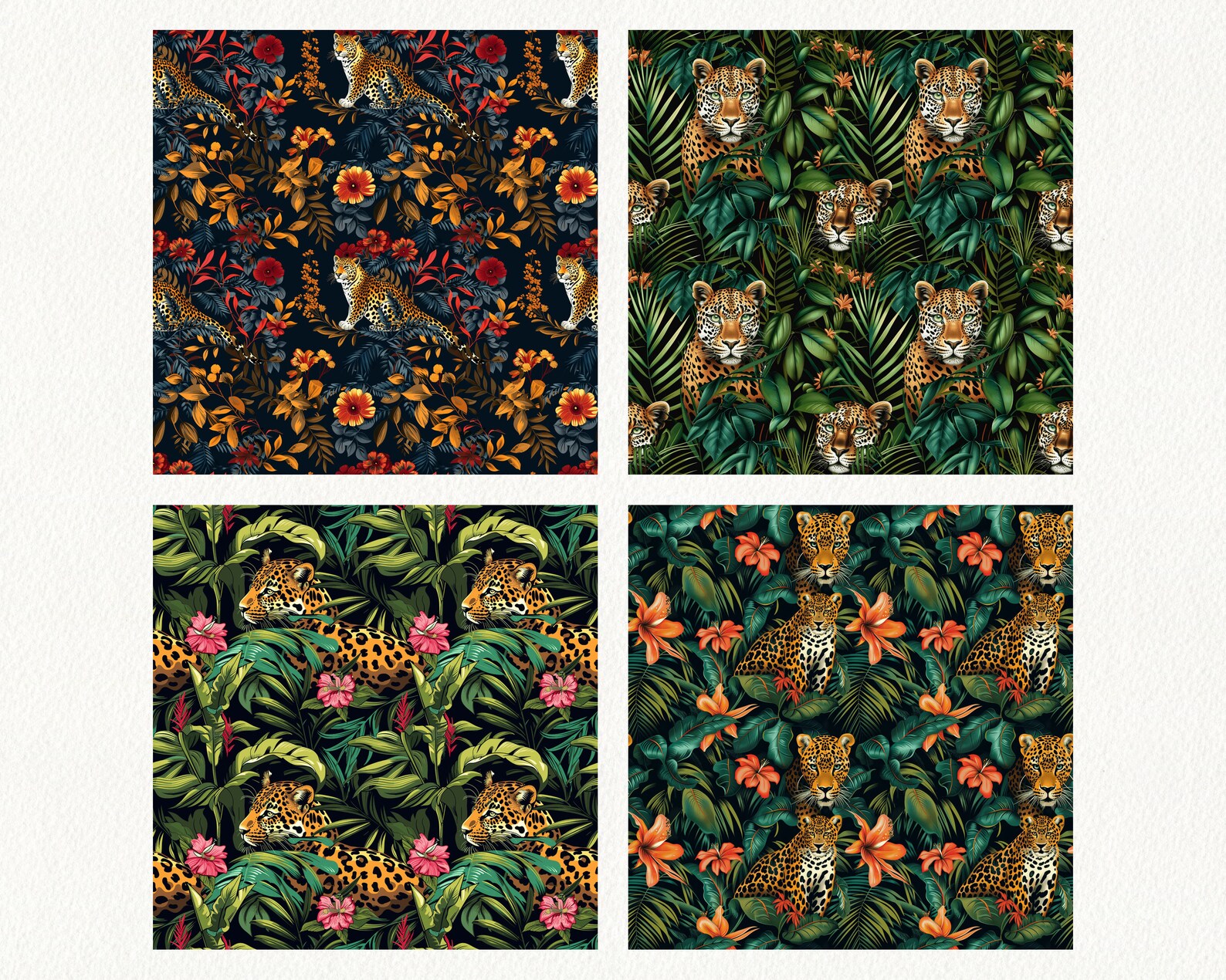 Bohemian Jungle Pattern Seamless Digital Papers Printable Scrapbook ...