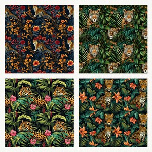 Bohemian Jungle Pattern Seamless Digital Papers - Printable Scrapbook ...