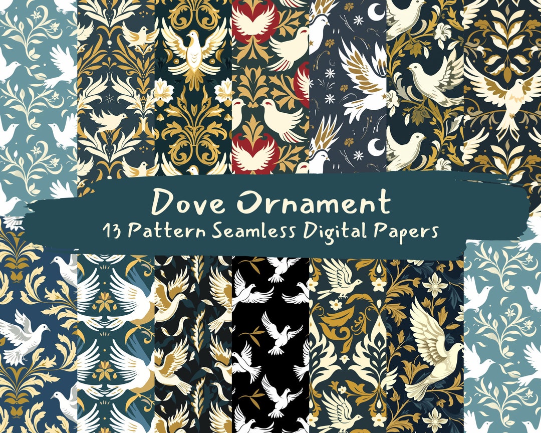 Dove Ornament Pattern Seamless Digital Papers - Printable Scrapbook ...