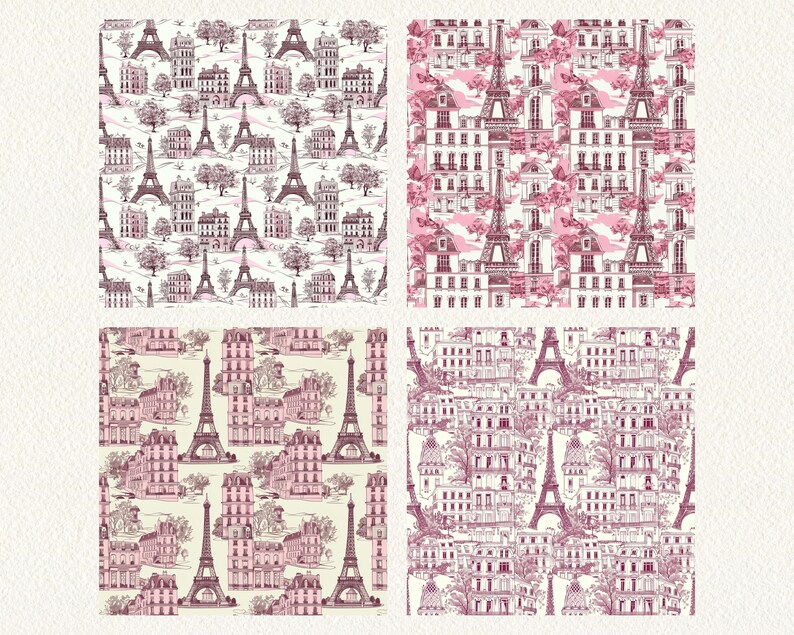 Parisian Motif Pattern Seamless Digital Papers - Printable Scrapbook ...