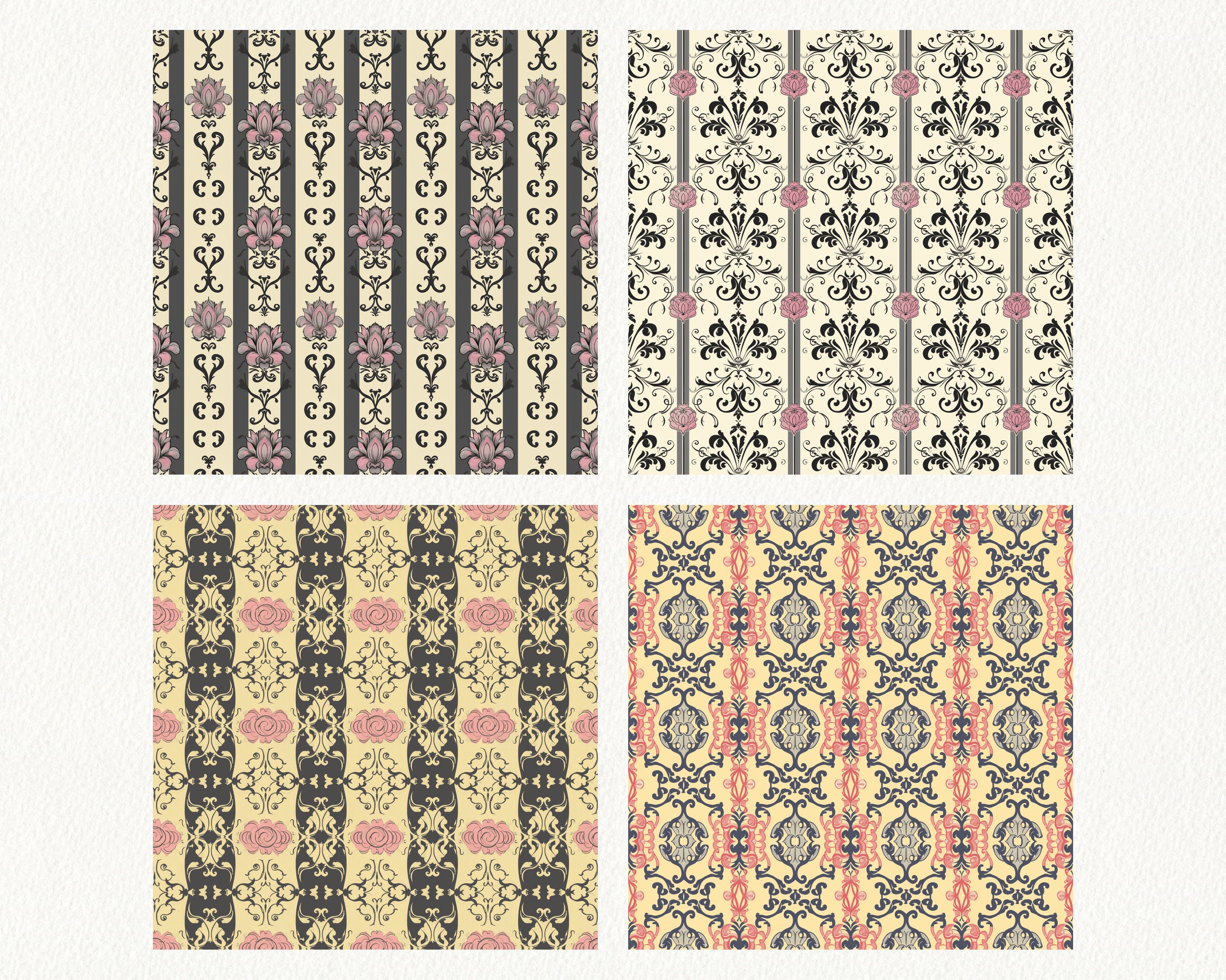 Baroque Stripes Pattern Seamless Digital Papers Printable Scrapbook ...