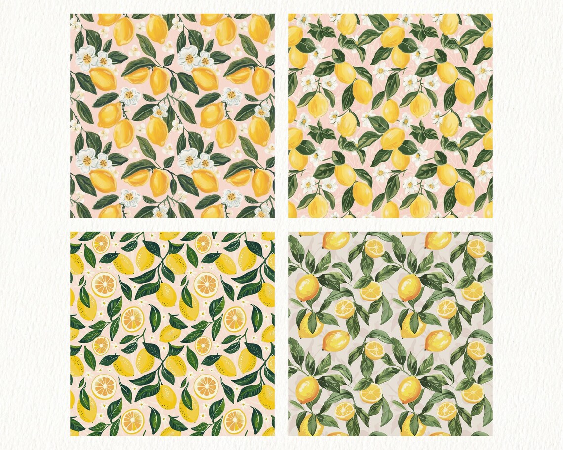 Lemons Pattern Seamless Digital Papers - Printable Scrapbook Paper Png ...