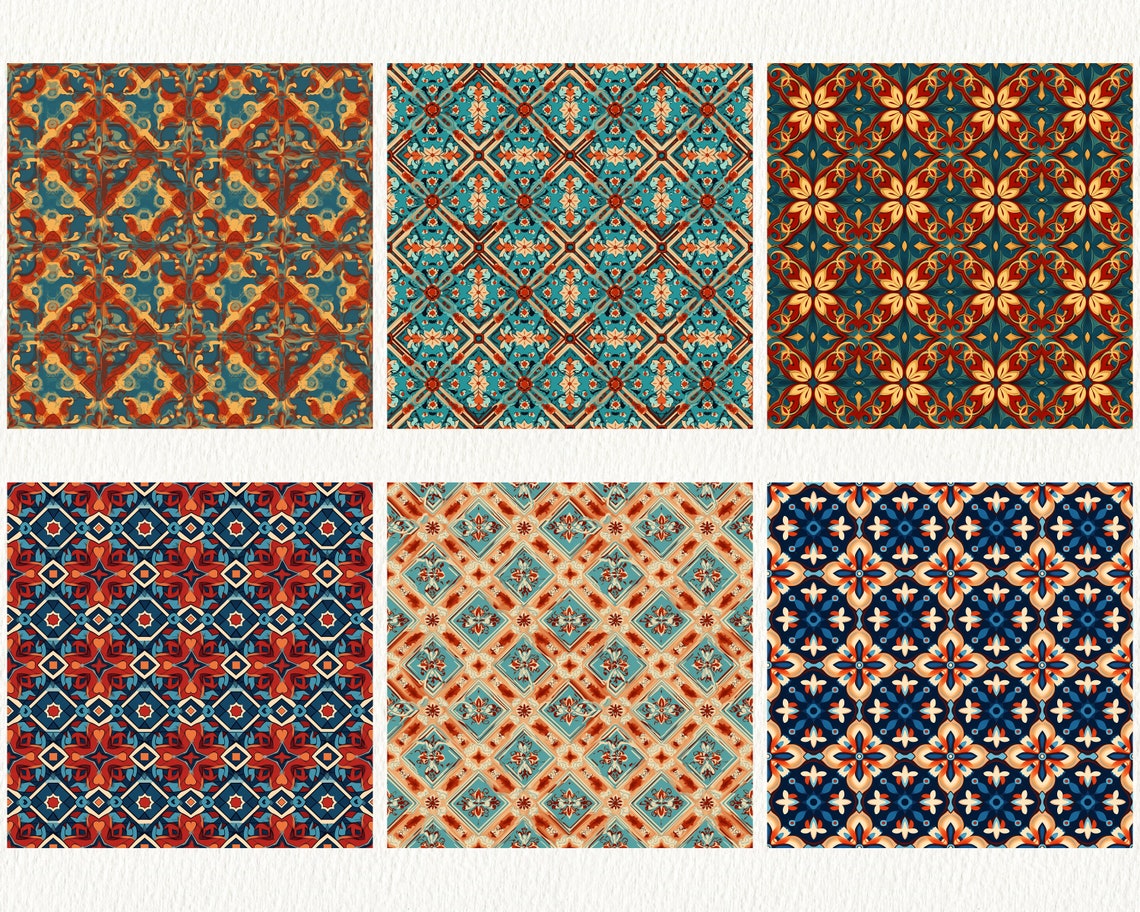 Geometric Persian Pattern Seamless Digital Papers - Tile Patterns ...