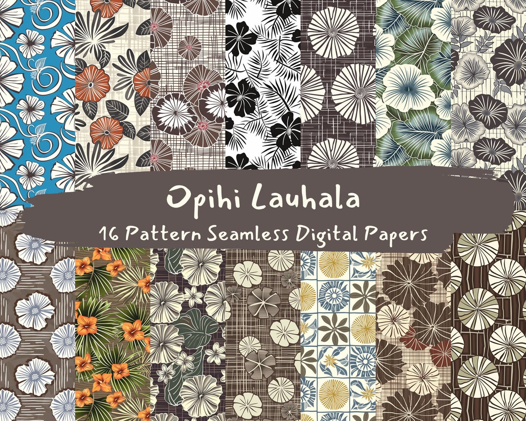 Opihi Lauhala Pattern Seamless Digital Papers - Printable Scrapbook ...