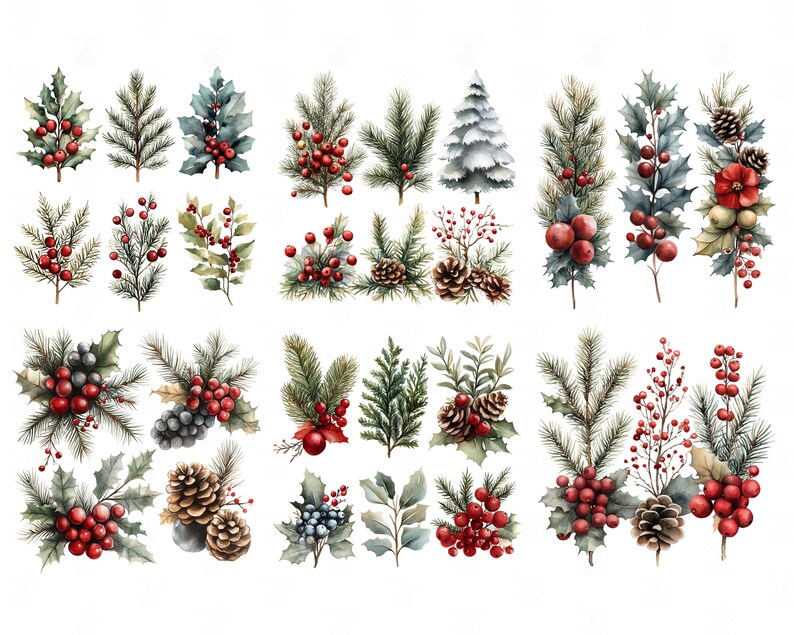 Yuletide Branches Leaves Printable Clipart, Png Format, Transparent ...