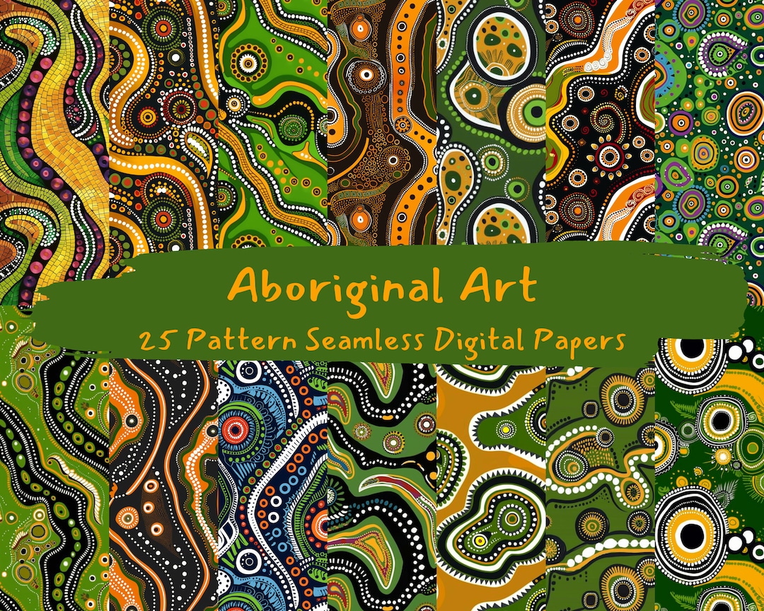 Aboriginal Art Pattern Seamless Digital Papers - Printable Scrapbook ...
