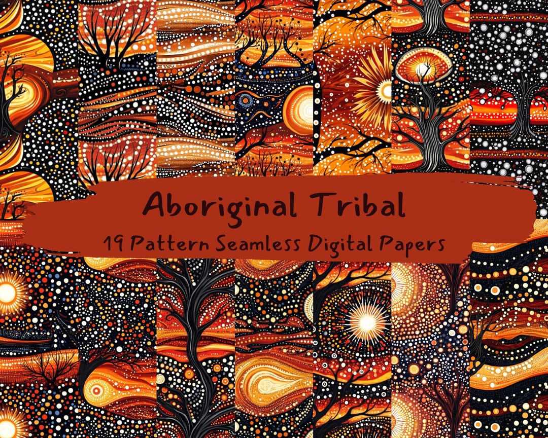 Aboriginal Tribal Pattern Seamless Digital Papers - Printable Scrapbook ...