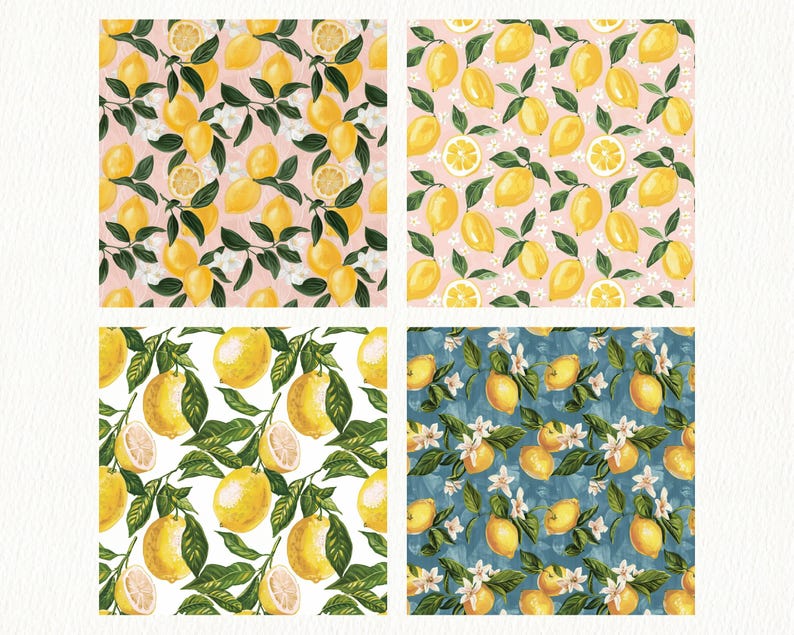 Lemons Pattern Seamless Digital Papers - Printable Scrapbook Paper Png ...