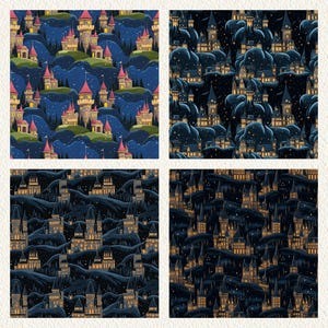 Wizard Castle Pattern Seamless Digital Papers Printable Scrapbook Paper ...