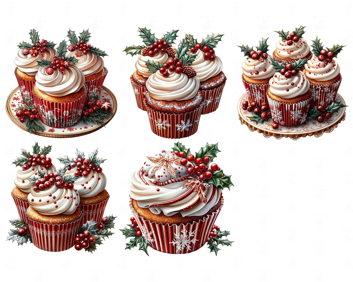 Christmas Cupcake Printable Clipart, Png Format, Transparent Background ...
