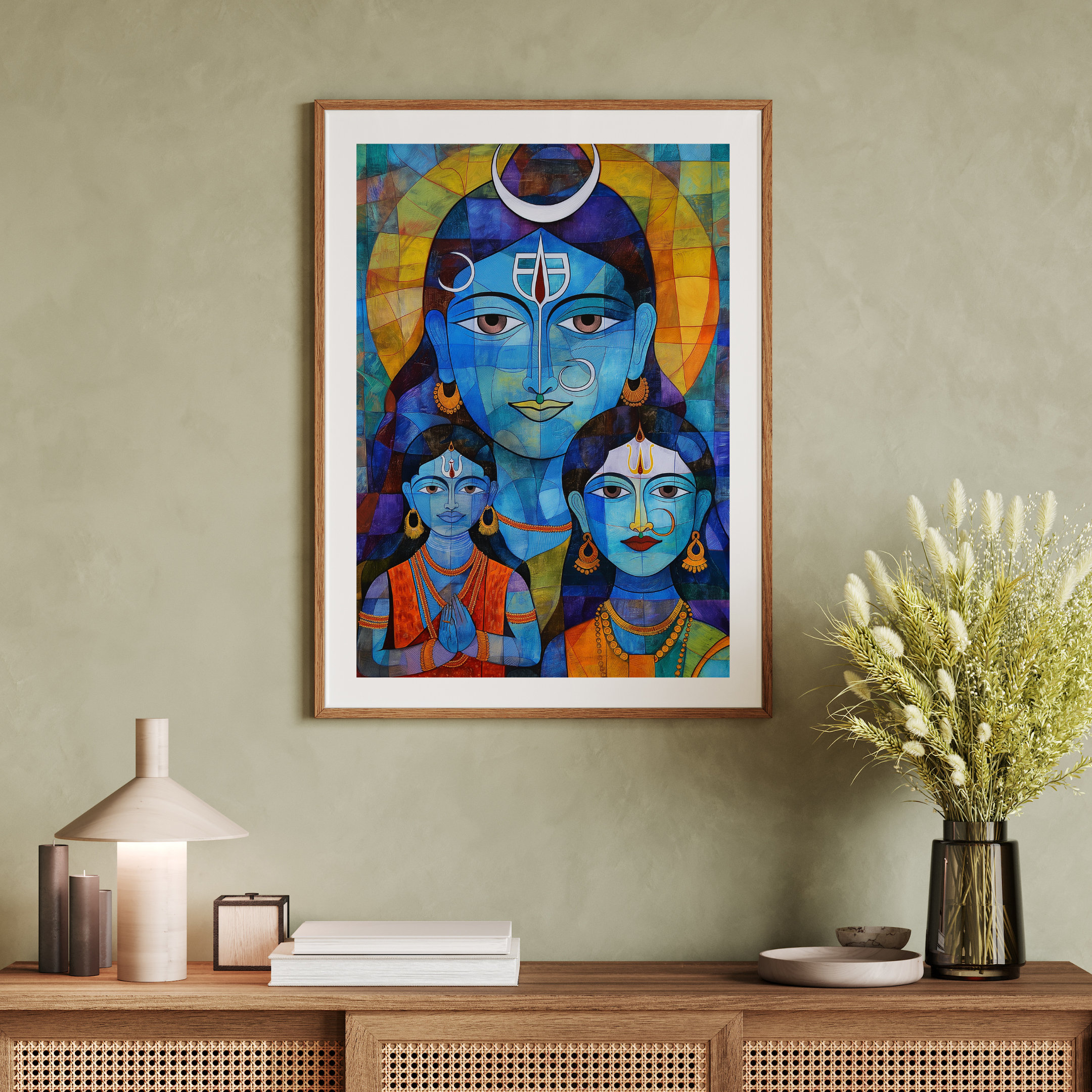 Divine Trio Shiva and Parvati DIGITAL Art, PRINTABLE Digital Download ...