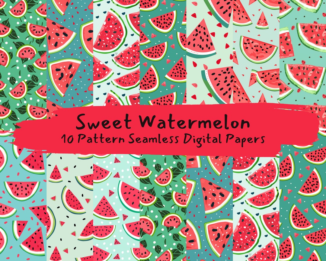 Sweet Watermelon Pattern Seamless Digital Papers - Printable Scrapbook ...