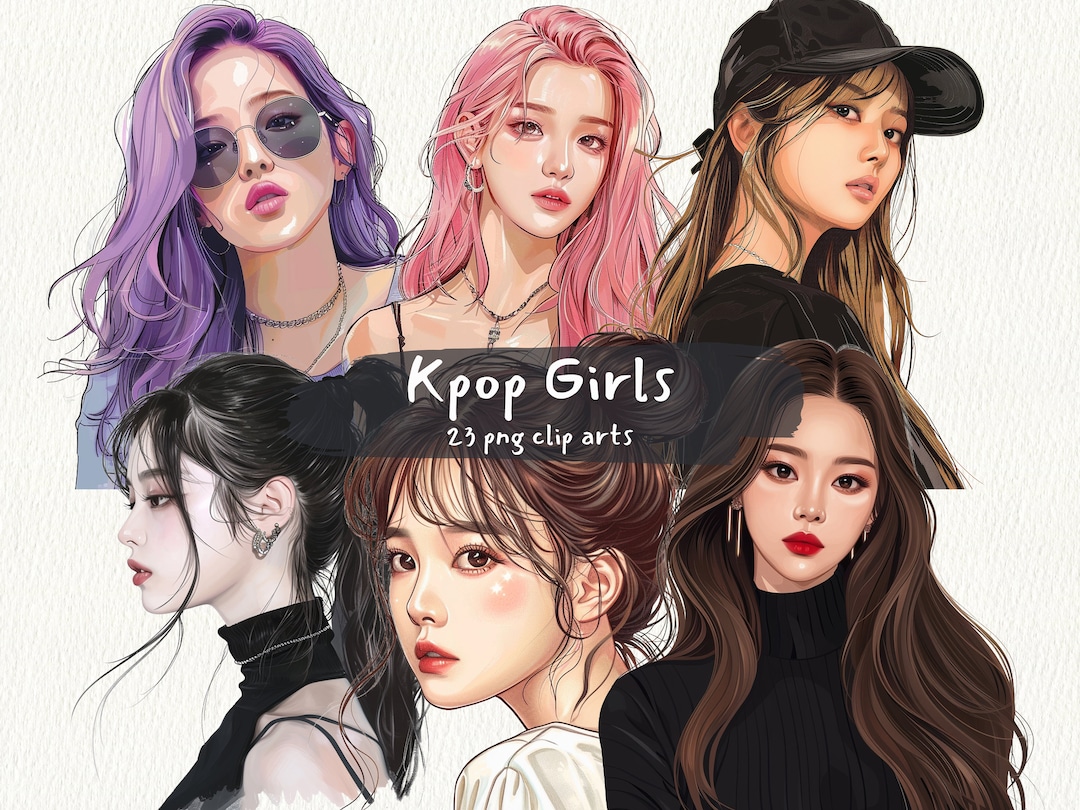 Kpop Girls Digital Printable Clipart Bundle in PNG Format Transparent ...