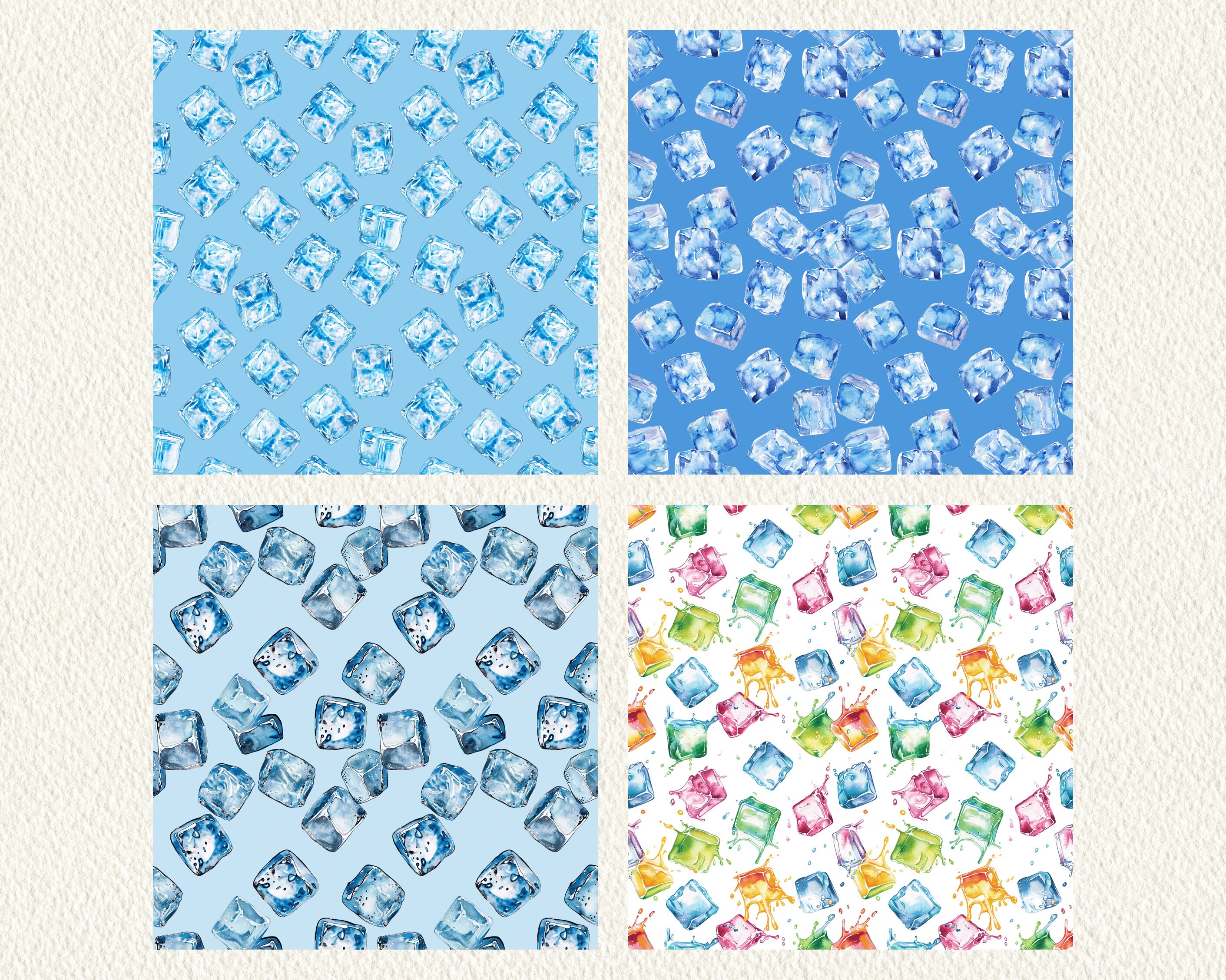 Summer Ice Cubes Pattern Seamless Digital Papers Printable Scrapbook ...
