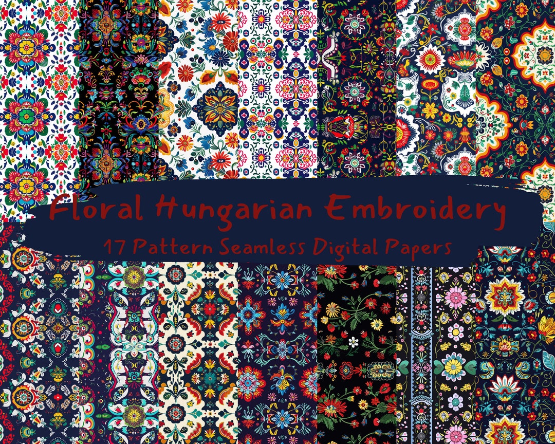Floral Hungarian Embroidery Pattern Seamless Digital Papers - Printable ...