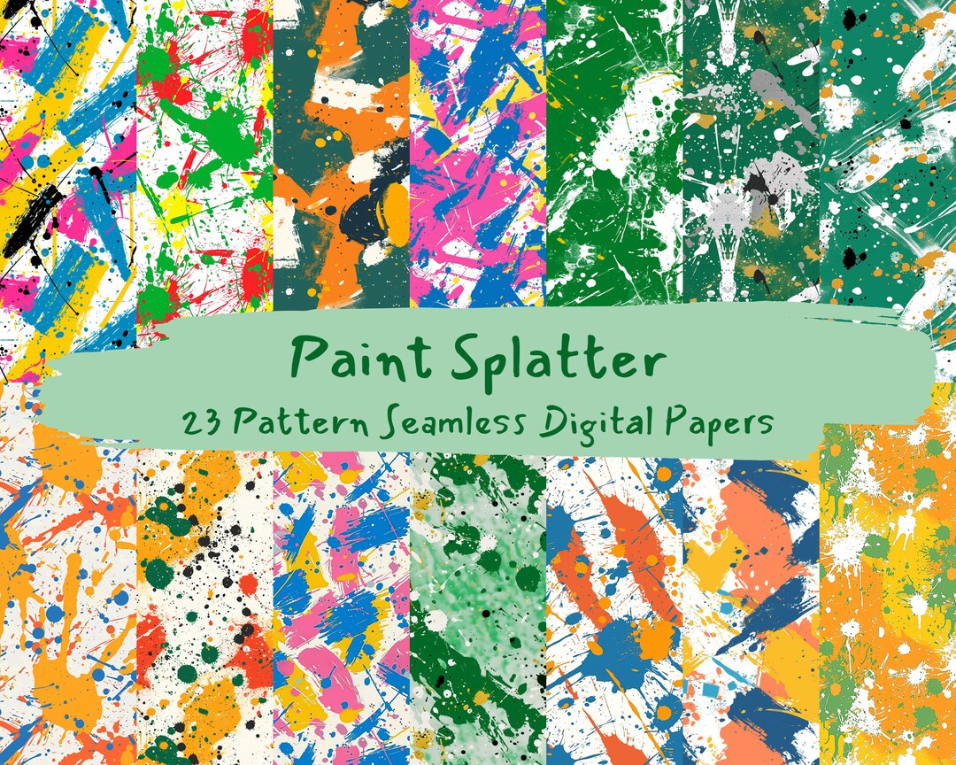 Paint Splatter Pattern Seamless Digital Papers - Printable Scrapbook ...