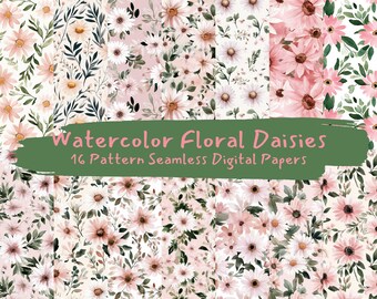 Daisy Floral Watercolor Seamless Pattern Digital Download - Etsy