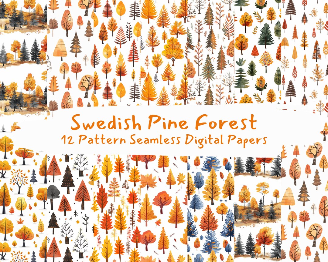 Swedish Pine Forest Pattern Seamless Digital Papers - Printable ...