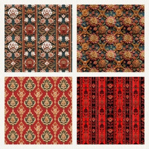 Traditional Thai Red Pattern Seamless Digital Papers - Printable ...