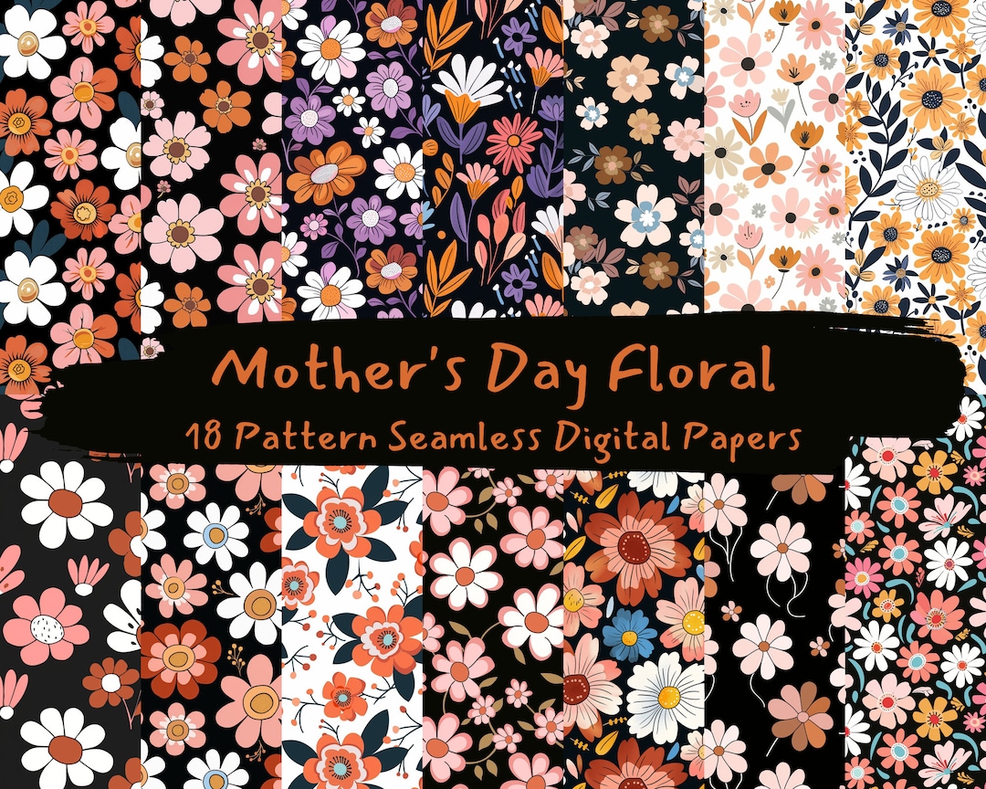 Mother's Day Floral Pattern Seamless Digital Papers - Printable ...