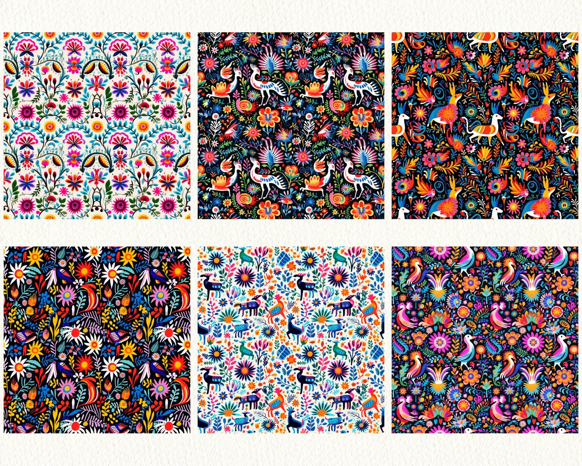 Otomi Embroidery Pattern Seamless Digital Papers Tile Patterns ...