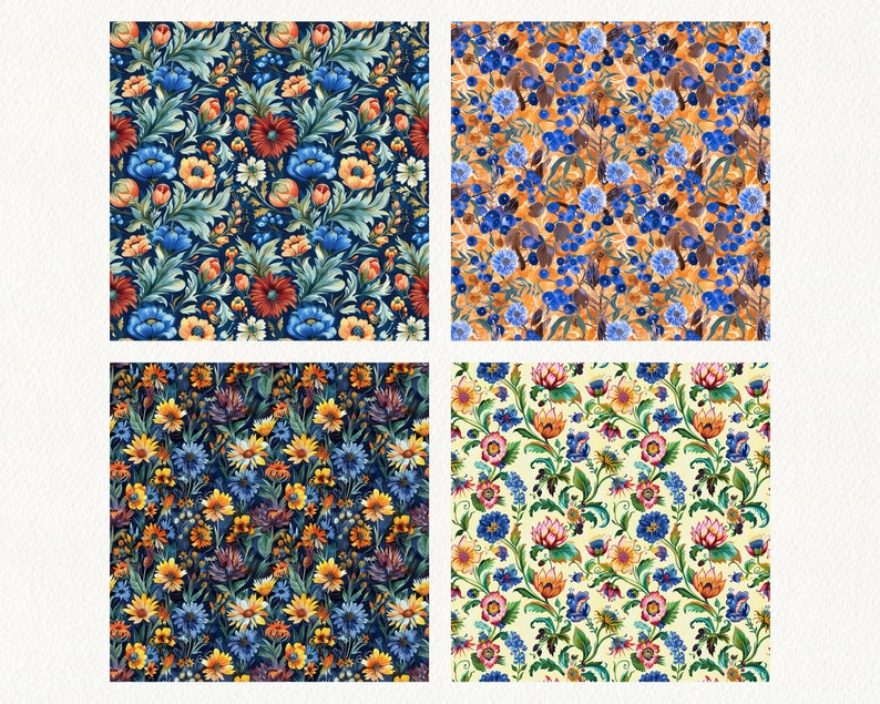 Ukrainian Floral Batik Pattern Seamless Digital Papers - Printable ...