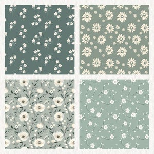 Sage Floral Pattern Seamless Digital Papers - Printable Scrapbook Paper ...