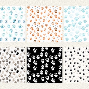 Dog Paw Print Seamless Digital Papers - Tile Patterns Printable ...