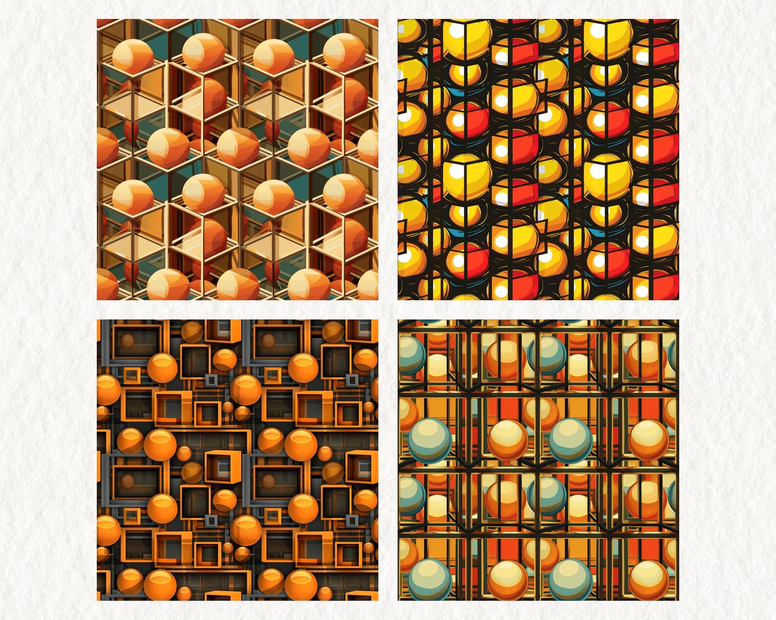 Spherical Box Pattern Seamless Digital Papers - Printable Scrapbook ...