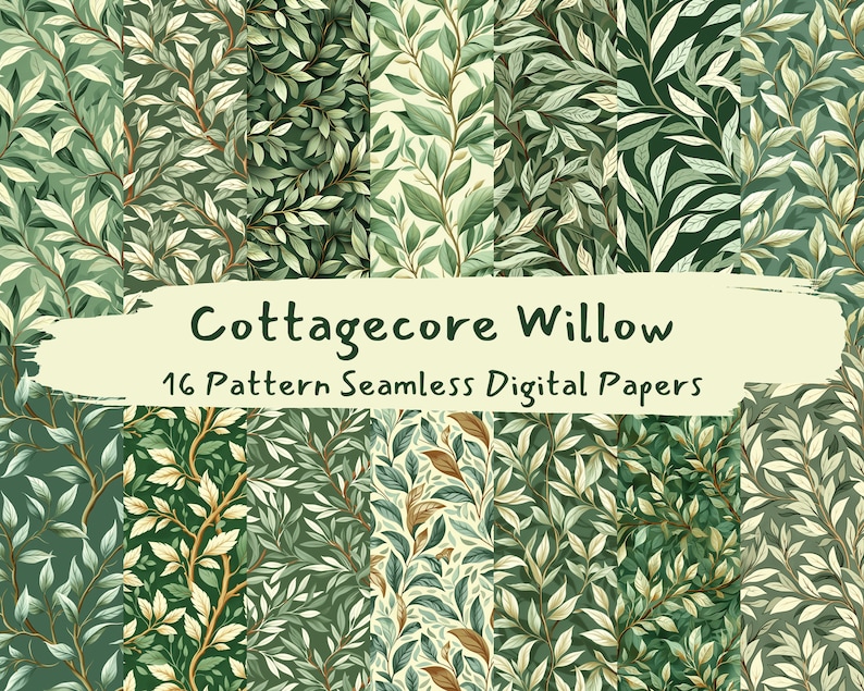 Cottagecore Willow Pattern Seamless Digital Papers - Printable ...