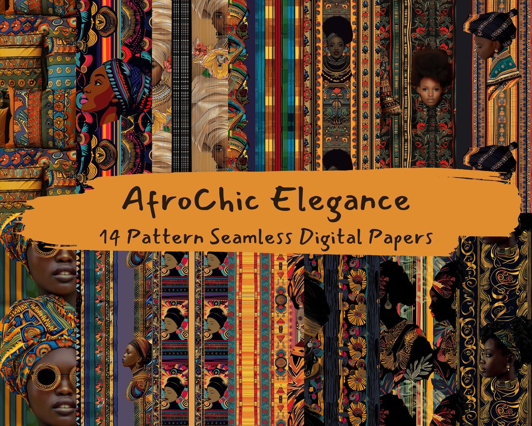 Afrochic Elegance Pattern Seamless Digital Papers - Printable Scrapbook ...