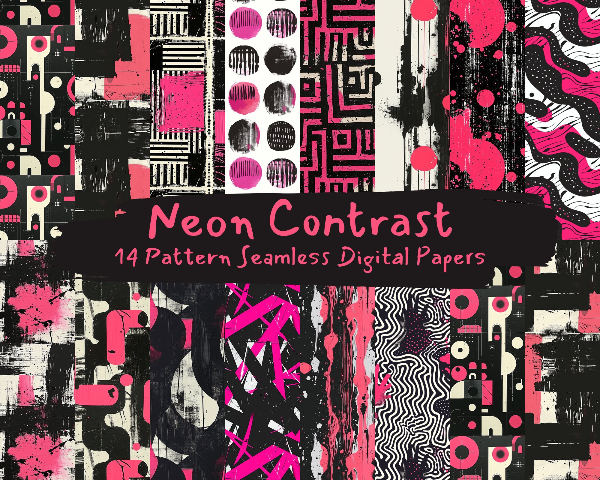 Neon Contrast Pattern Seamless Digital Papers - Tile Patterns Printable ...