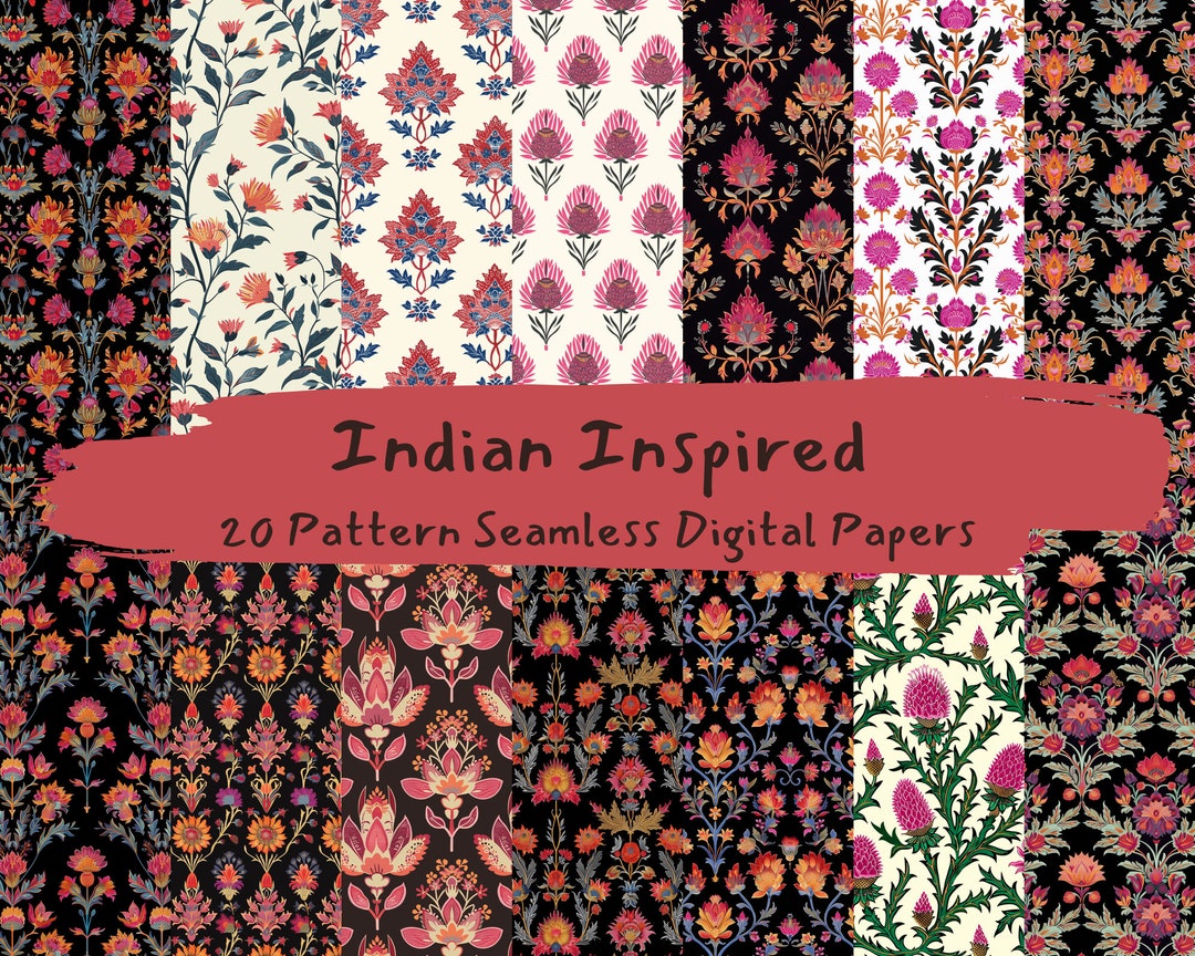 Indian Inspired Pattern Seamless Digital Papers - Printable Scrapbook ...