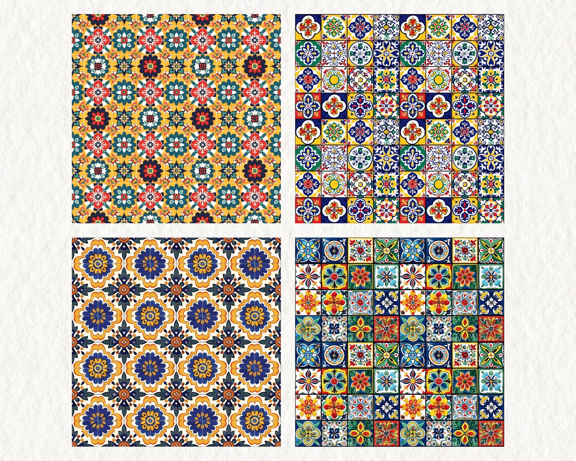 Talavera Tiles Pattern Seamless Digital Papers - Printable Scrapbook ...