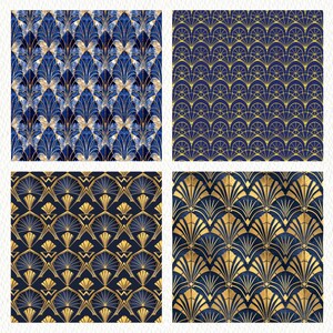 Navy Gold Geometric Pattern Seamless Digital Papers - Printable ...