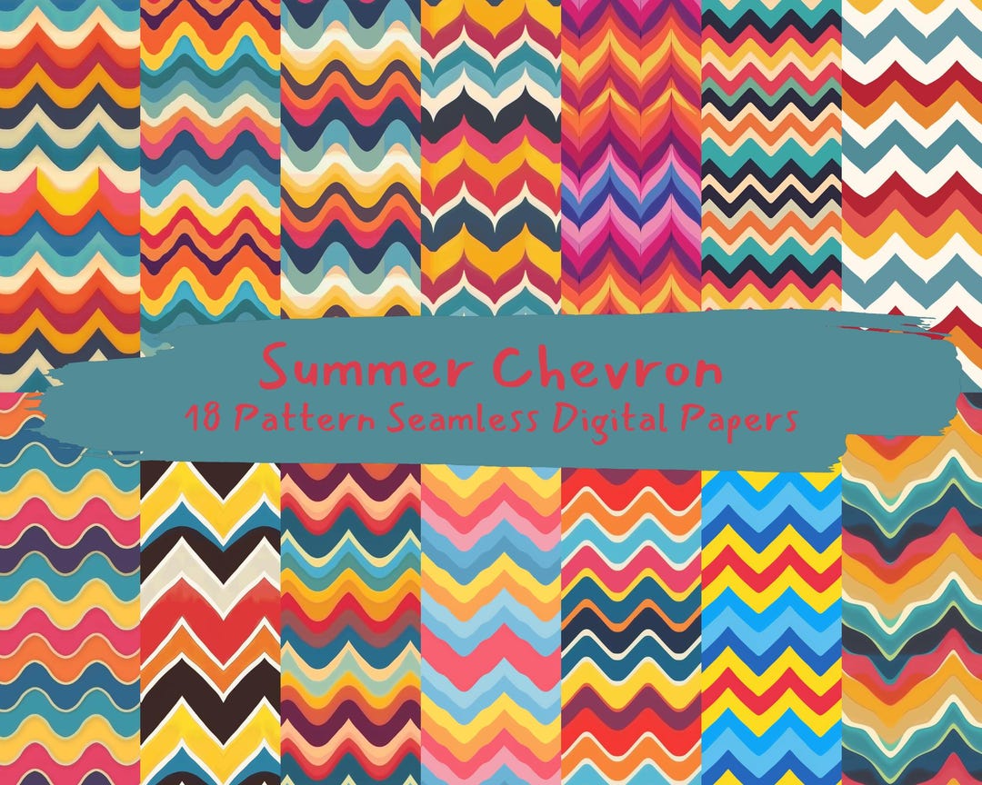 Summer Chevron Pattern Seamless Digital Papers - Printable Scrapbook ...