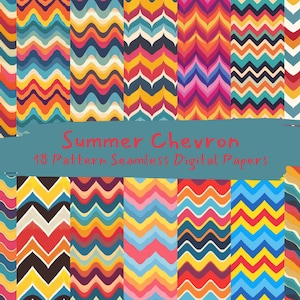 Summer Chevron Pattern Seamless Digital Papers - Printable Scrapbook ...