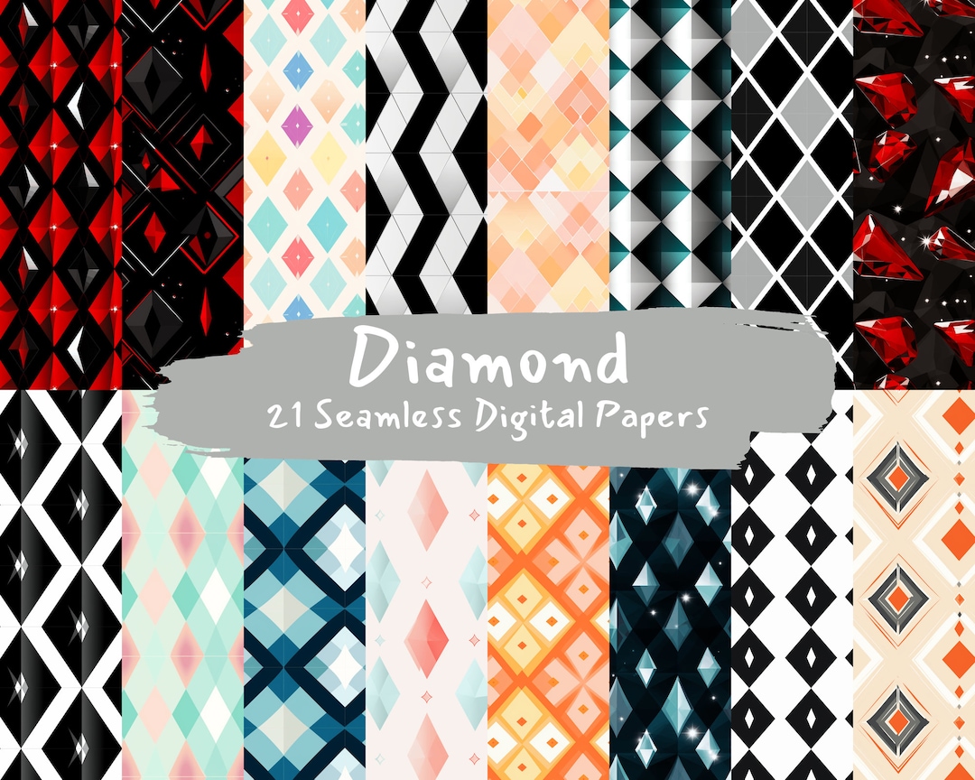 Diamond Pattern Digital Papers - Seamless Tile Patterns Printable Paper ...