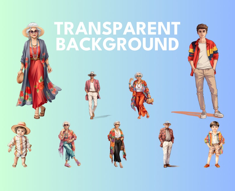 Spanish Fashion People Digital Clipart Bundle in PNG Format Transparent ...