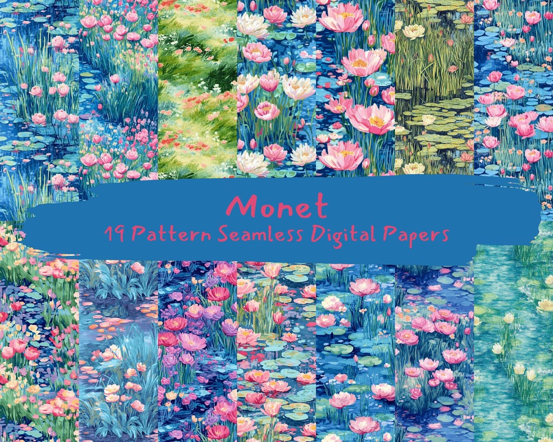 Monet Pattern Seamless Digital Papers - Printable Scrapbook Paper Png ...