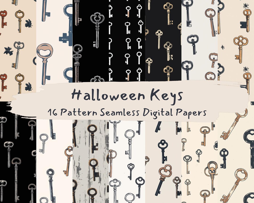 Halloween Keys Pattern Seamless Digital Papers - Printable Scrapbook ...