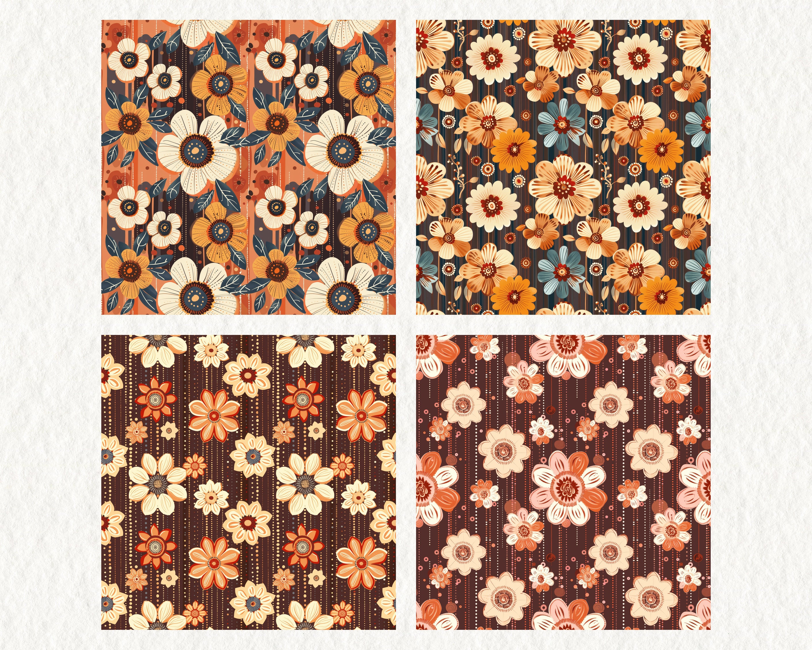 Floating Abstract Flowers Pattern Seamless Digital Papers Printable ...