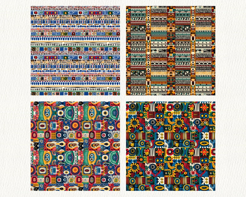 Maya Mix Pattern Seamless Digital Papers - Printable Scrapbook Paper ...