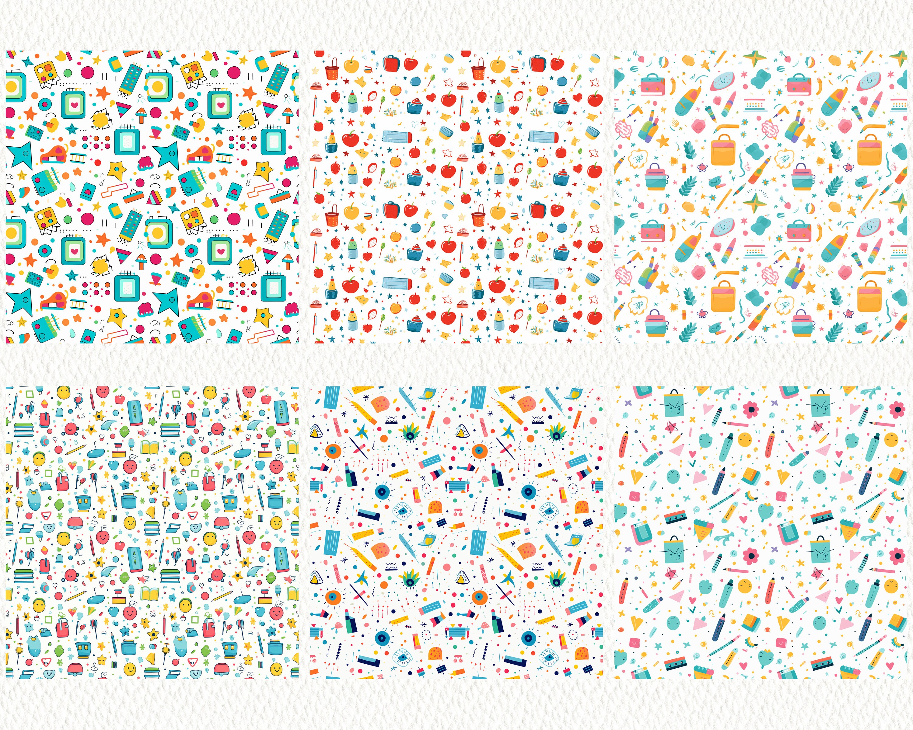 Kids School Supply Pattern Seamless Digital Papers Tile Patterns ...