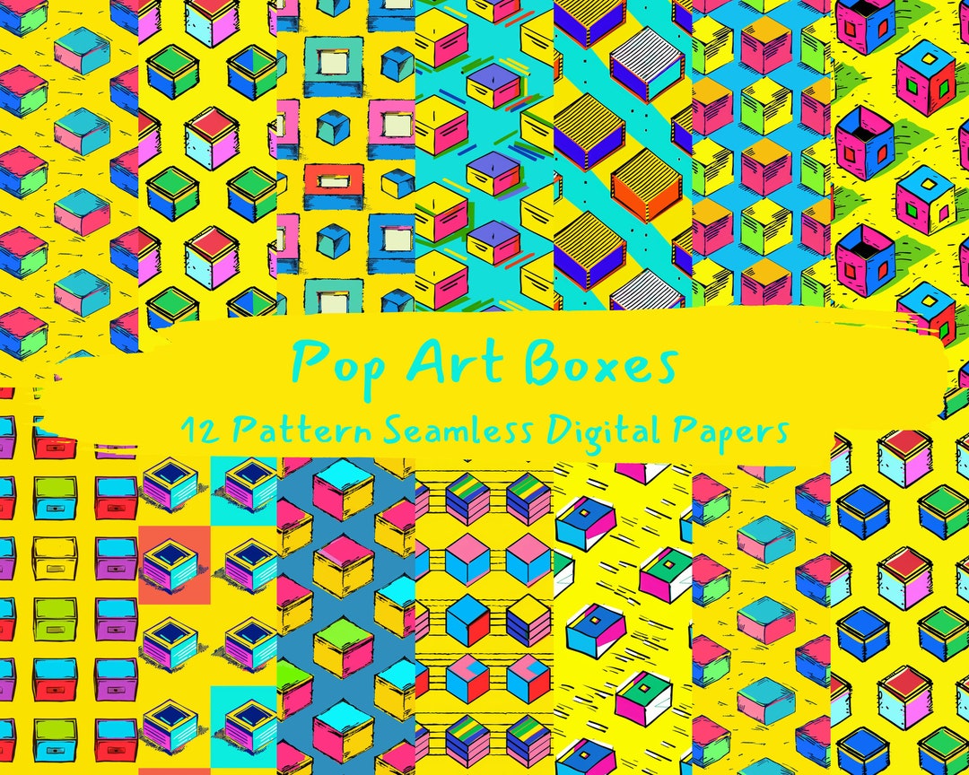 Pop Art Boxes Pattern Seamless Digital Papers - Printable Scrapbook ...