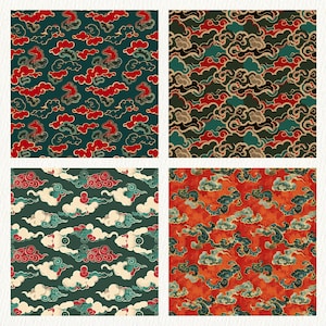 Vietnamese Cloud Pattern Seamless Digital Papers - Printable Scrapbook ...