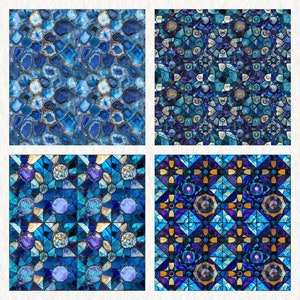 Blue Stained Glass Pattern Seamless Digital Papers - Printable ...