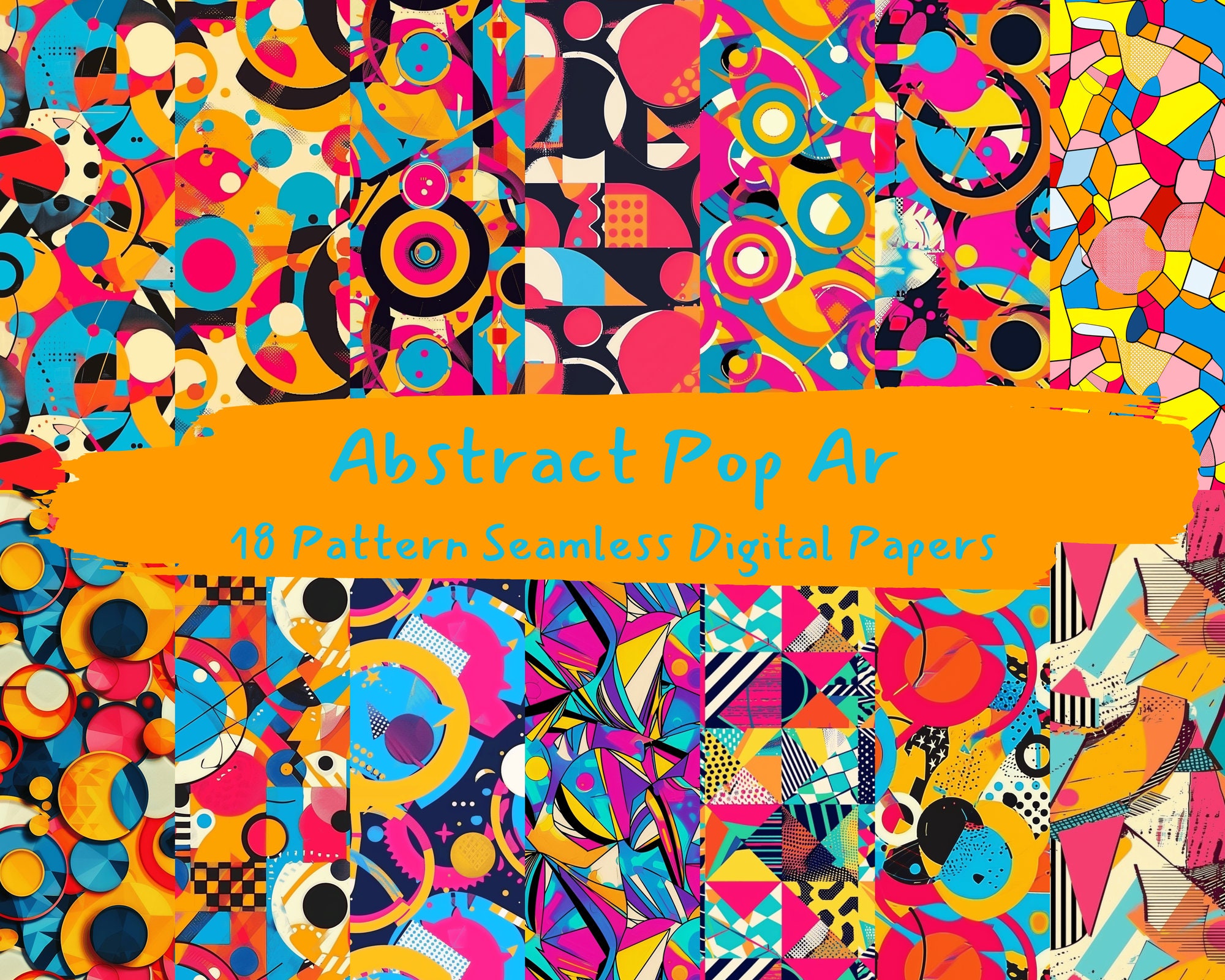 Abstract Pop Art Pattern Seamless Digital Papers - Printable Scrapbook ...