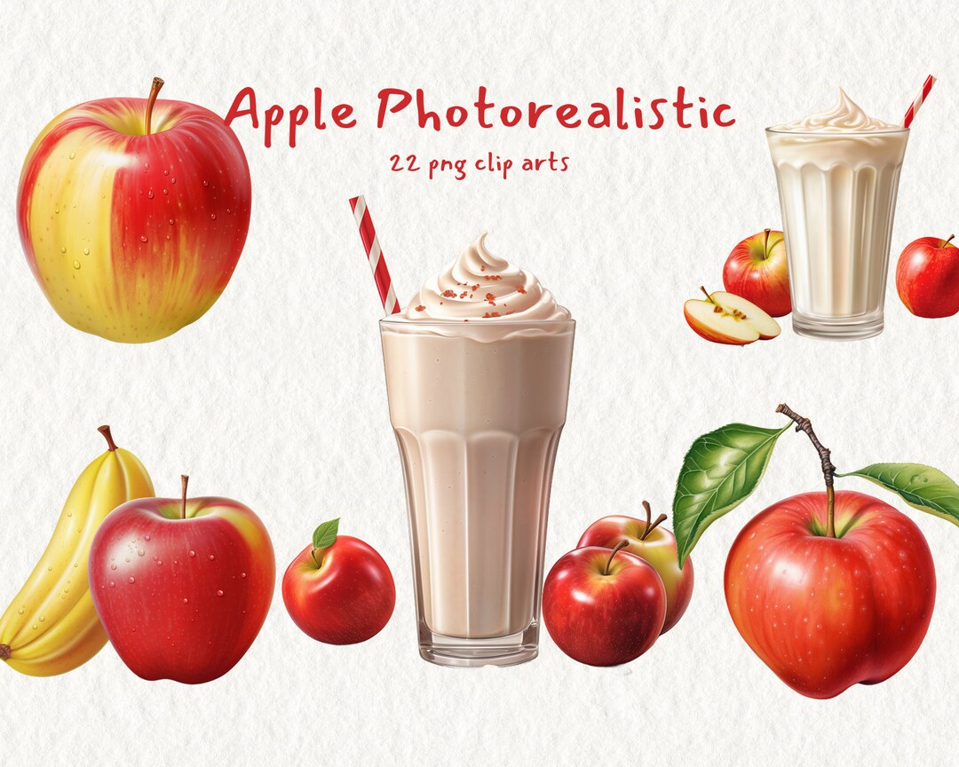 Apple Photorealistic Digital Printable Clip Art Graphics in - Etsy